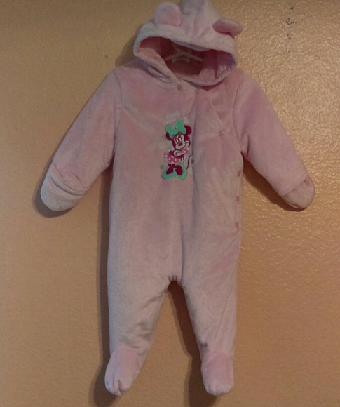 Disney | One Pieces | Disney Minnie Mouse Pastel Pink Hooded Pram ...